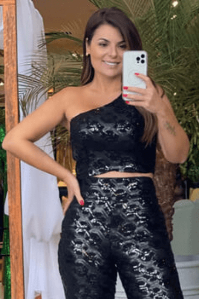 Cropped Ombro Unico Paetê | Compre Online